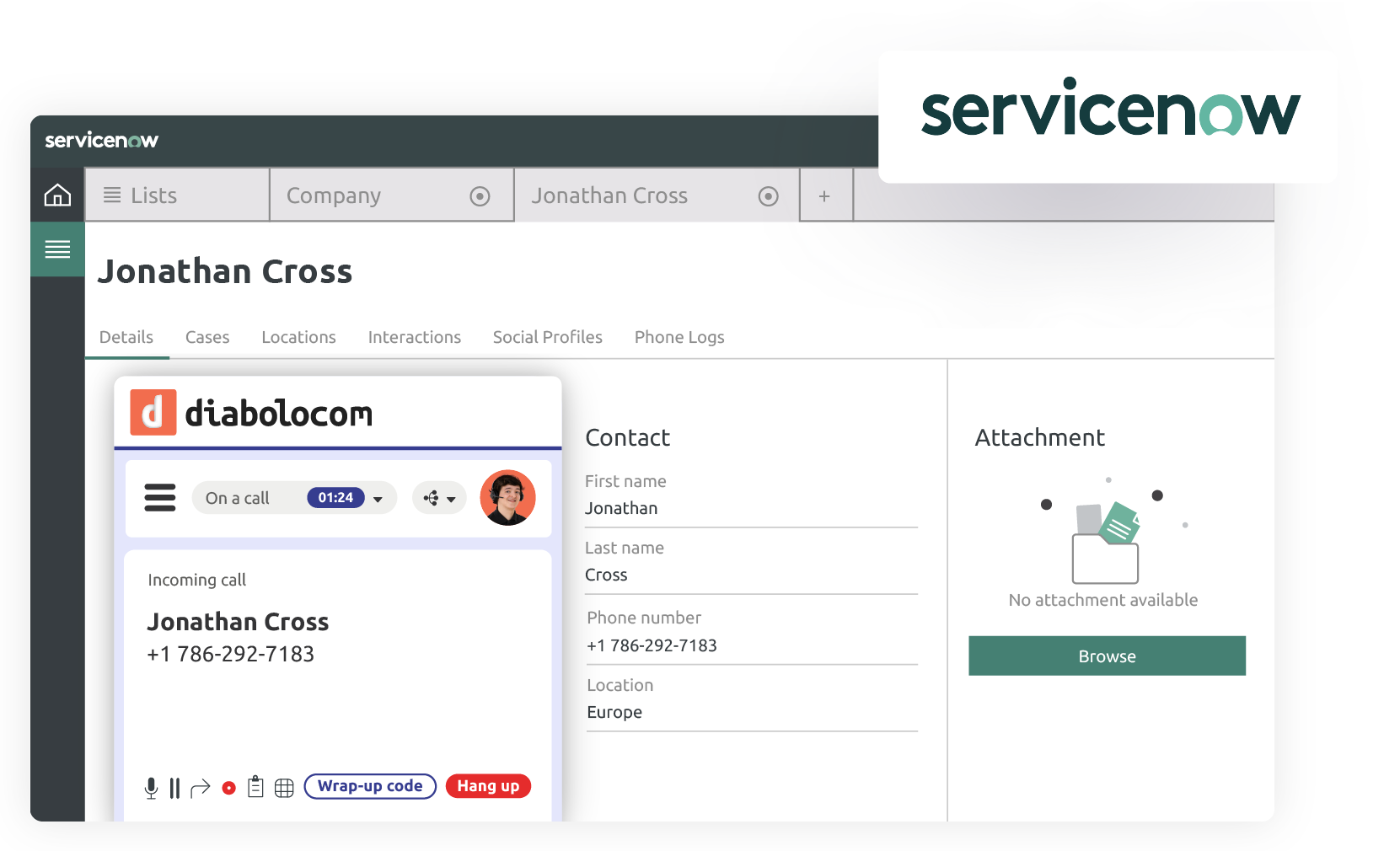 Integración con ServiceNow | Sencilla y Fiable | Diabolocom